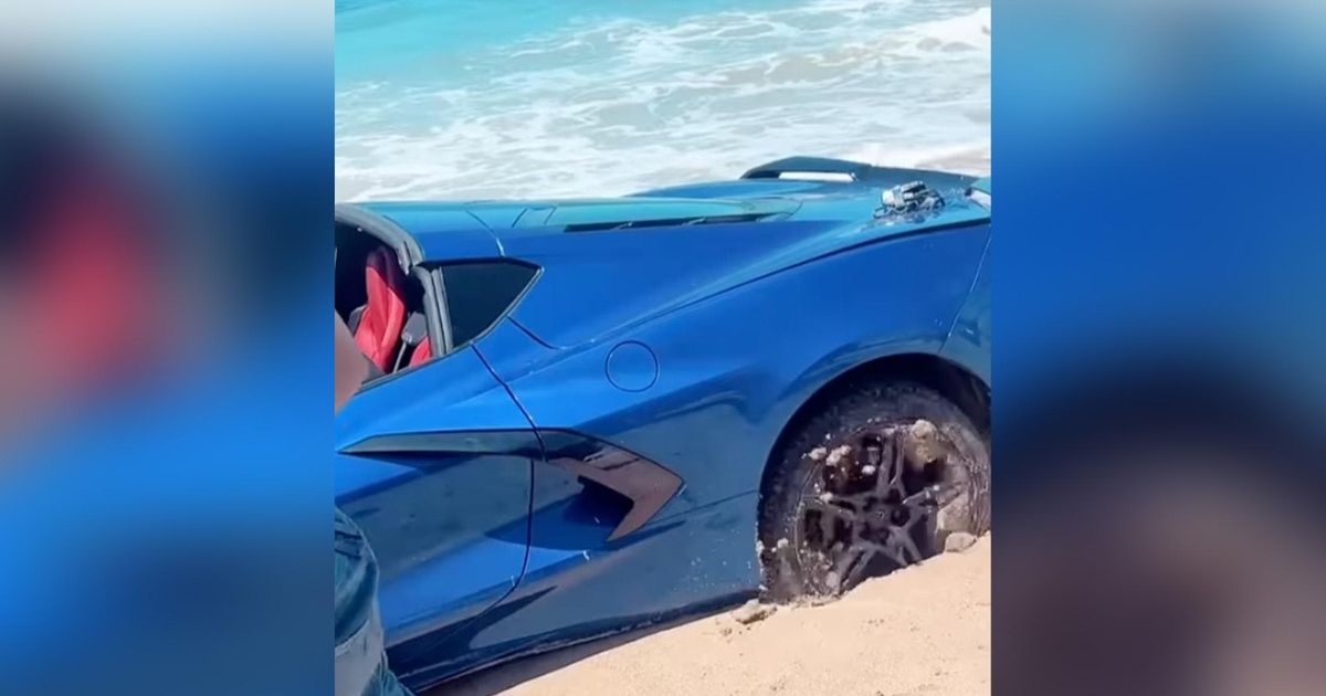 Corvette Stingray gets beached in embarrassing blunder | CarExpert