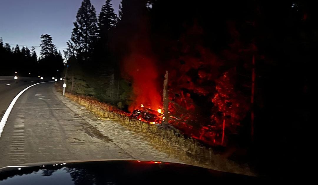EV battery fire engulfs Tesla truck after highway crash | CarExpert