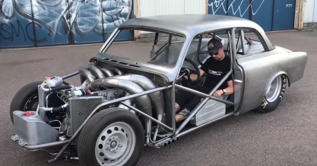 This V8 Volvo uses a two-stroke home-made boat engine, and it sounds ...