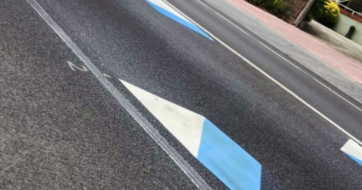 These markings may look like an art installation, but they’re for road ...