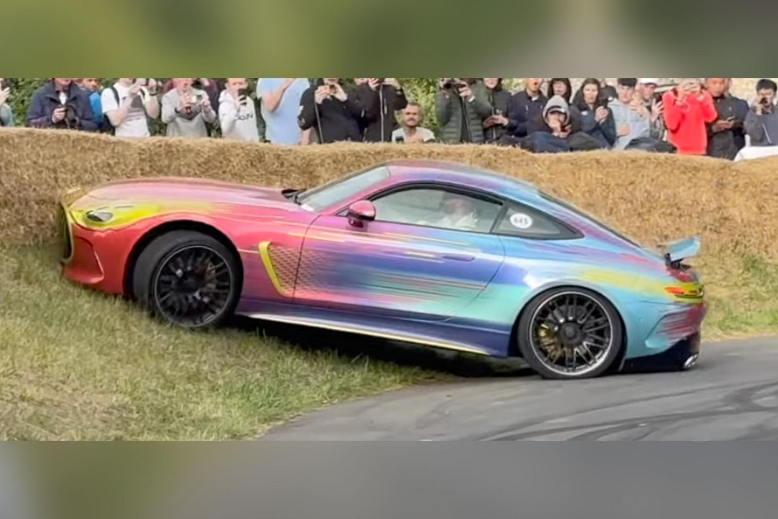 Fail! AMG GT prototype goes off-track during Goodwood burnout attempt ...