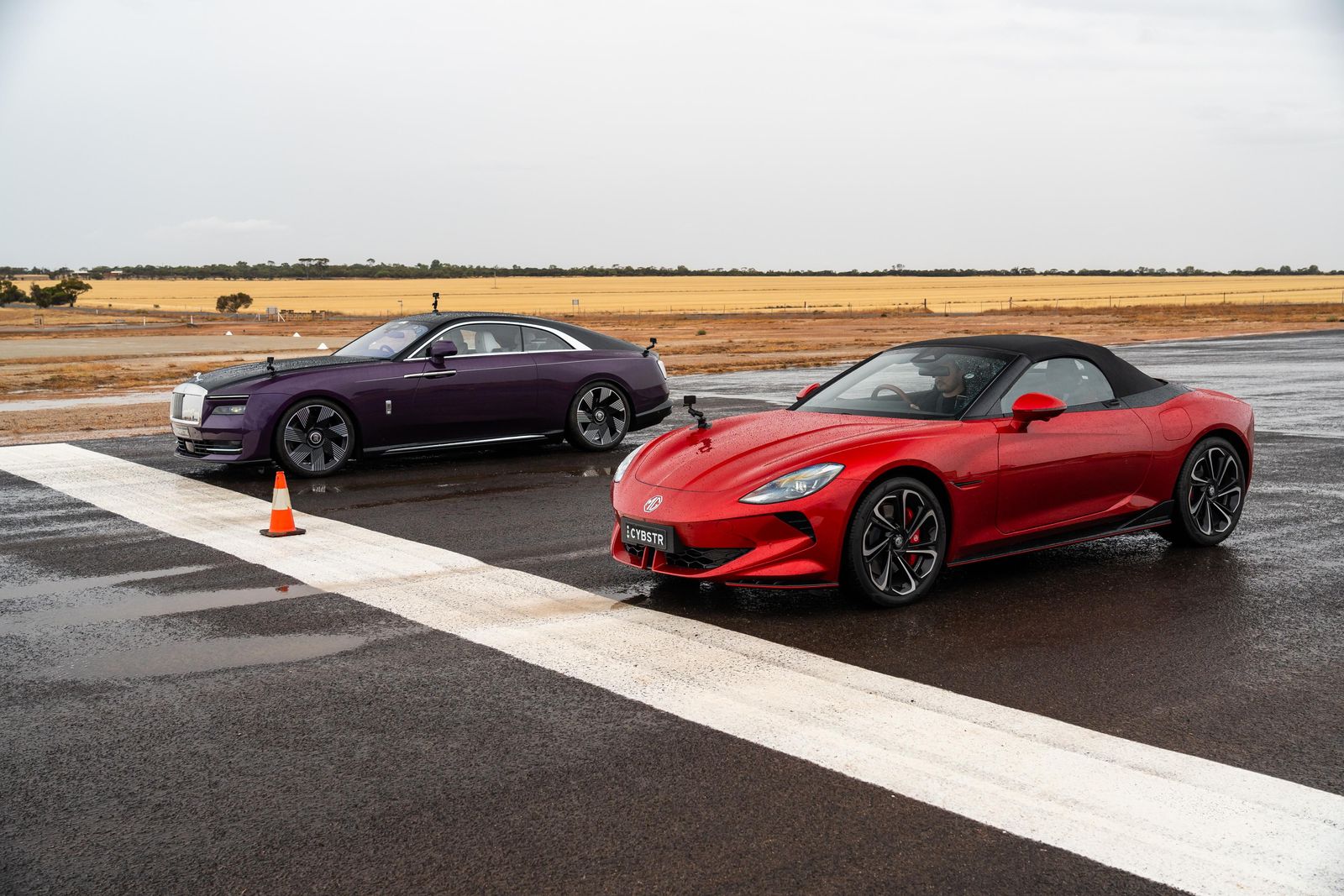 2025 MG Cyberster vs Rolls-Royce Spectre drag race | CarExpert