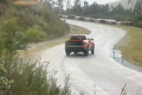 Wet hillclimb goes horribly wrong in Ford Ranger Raptor, driver somehow ...