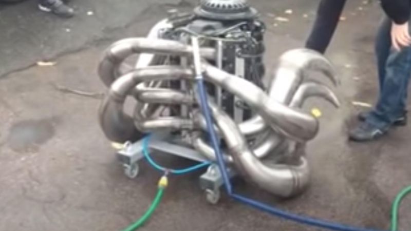 This V8 Volvo uses a two-stroke home-made boat engine, and it sounds ...