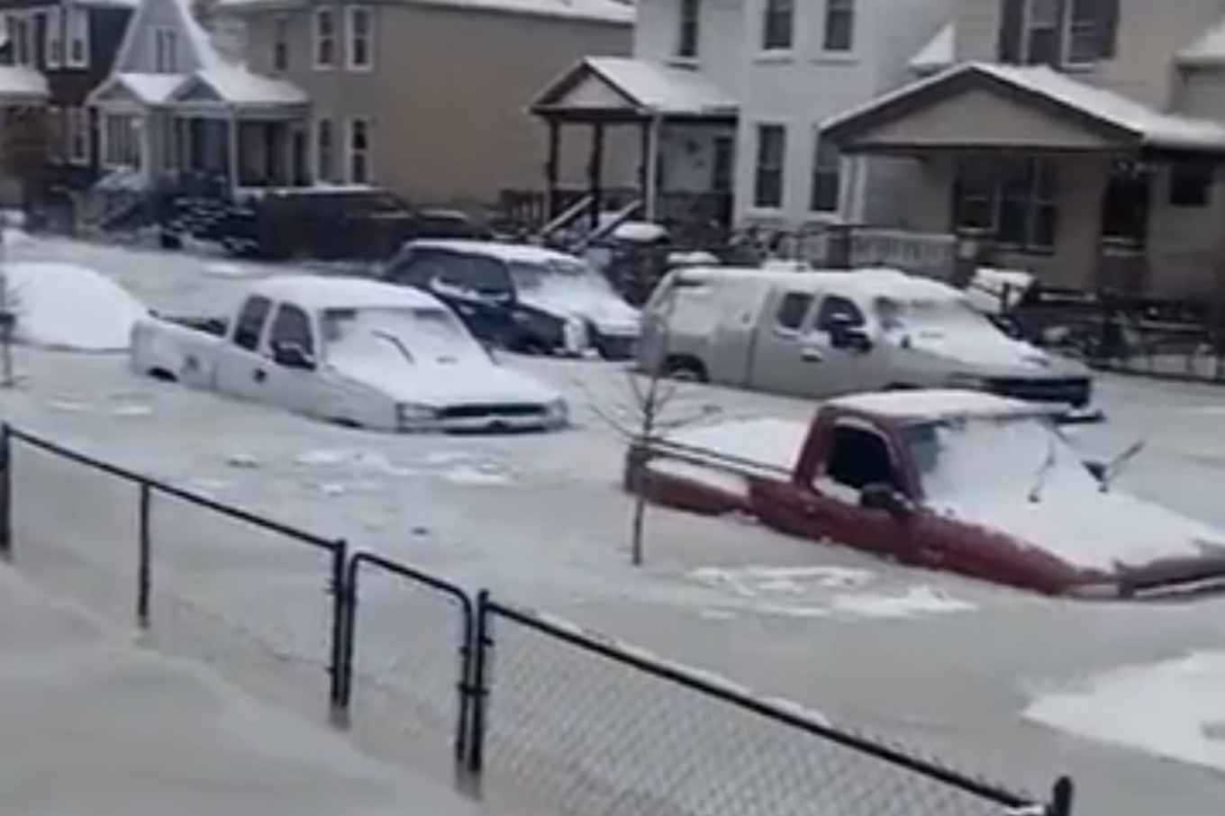 Dozens of cars stuck in ice after floodwater freezes | CarExpert