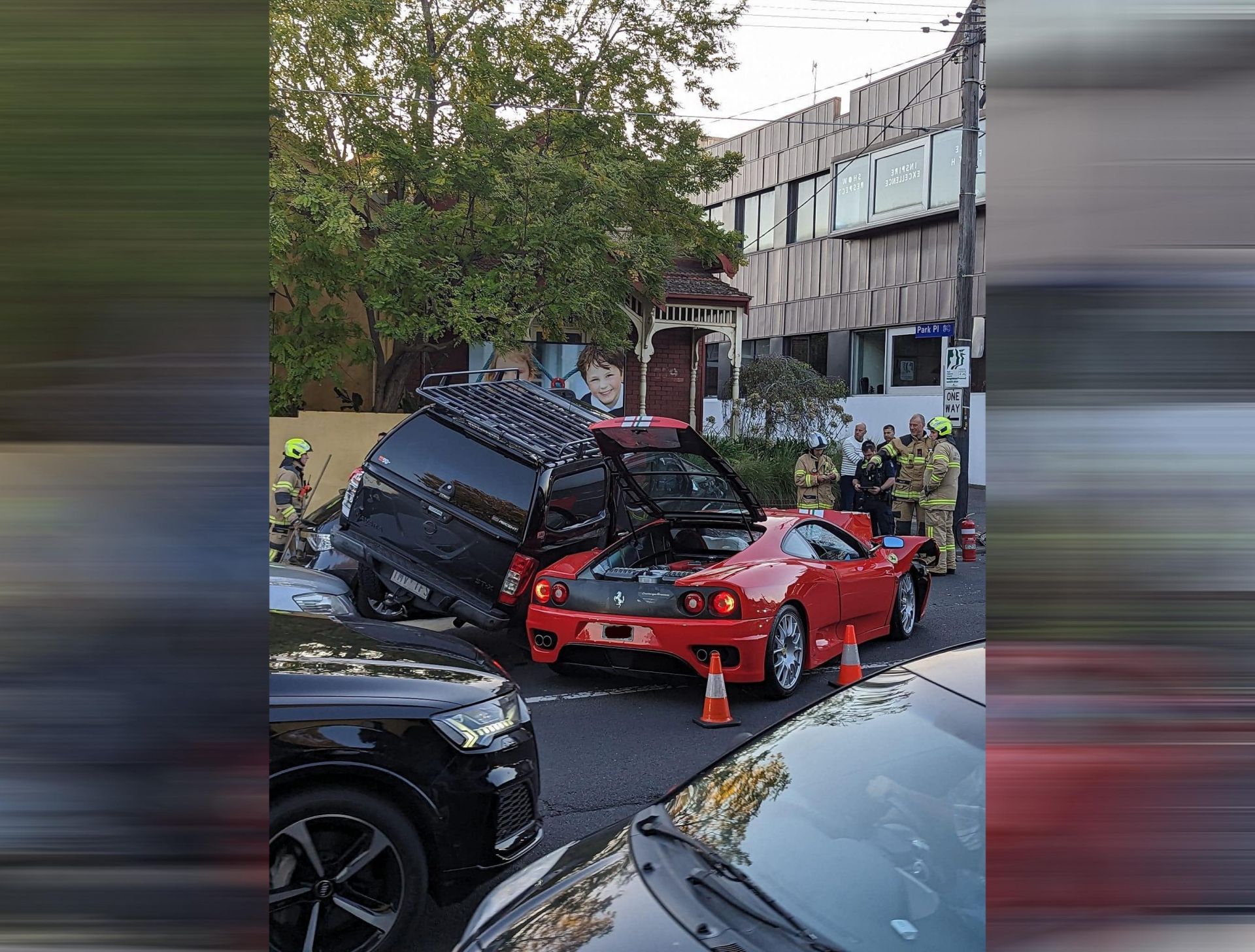 Rare Ferrari crashes into and upends pickup truck on Melbourne street ...