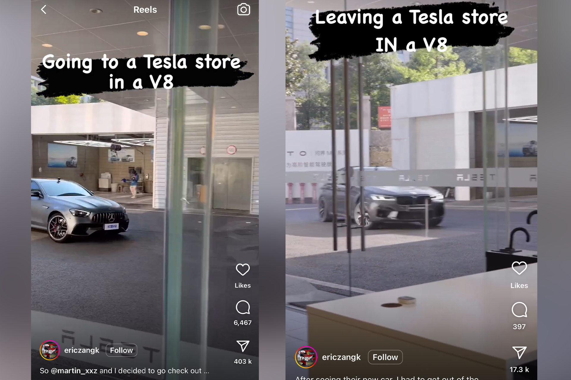 V8 super sedans 'buzz the tower' at Chinese Tesla showroom | CarExpert