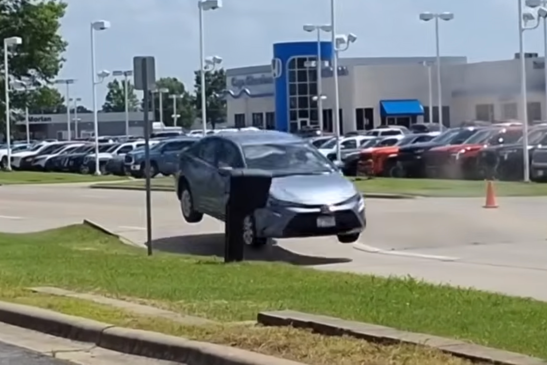 Watch: Speed bump caused by hot weather sends Toyota Corolla flying ...
